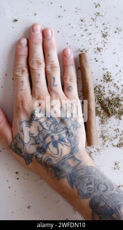 A marijuana blunt with remains of weed Stock Photo - Alamy