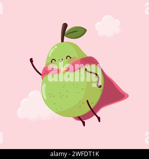 Cute superhero pear character illustration Stock Vector Image & Art - Alamy