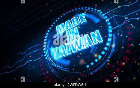 Made in Taiwan technology export symbol digital concept. cyber ...