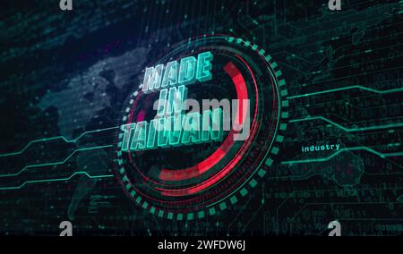Made in Taiwan technology export symbol digital concept. cyber ...