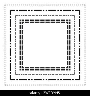 Dashed line squares. Thin and thick lines. Cut lines, square cutout ...