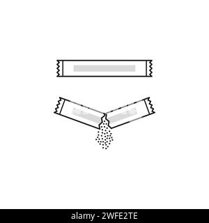 Ripped packet sugar icon Black line art vector in black and white ...