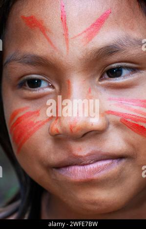 Tattoo painting, Yagua Indians living a traditional life near the ...