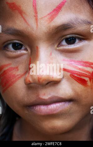 Tattoo painting, Yagua Indians living a traditional life near the ...