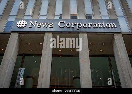 USA. 30th Jan, 2024. Marquee at the main entrance to the FOX News ...