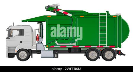 Garbage Truck, rubbish truck, dustbin lorry. 3D rendering isolated on ...
