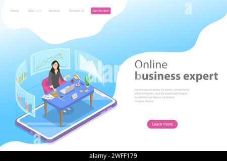Expert online landing page vector template. E learning website homepage ...