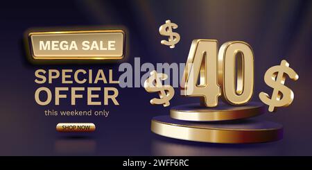 Coupon special voucher 40 dollar , Check banner special offer. Vector ...