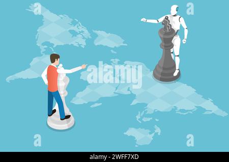 Flat 3d Isometric Businessman Use Robotic Arm Build Ai Robot ...