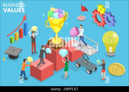 Core values principles statement concept banner header connected icon set symbol illustration ...