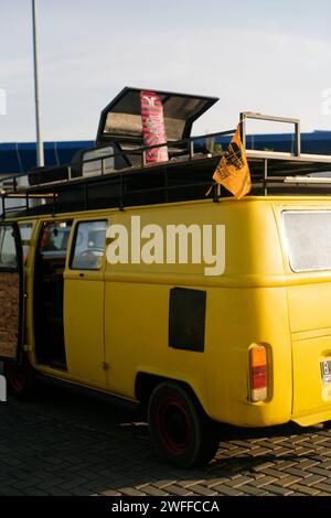 Volkswagen kombi or bus parked in annual VW Indonesia Jambore gathering ...