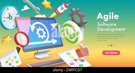 3D Vector Conceptual Illustration of Agile Software Development ...