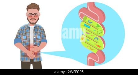 Leaky gut syndrome, gastrointestinal health disorder vector ...
