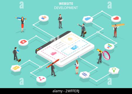 Website constructor isometric concept vector illustration. Software ...