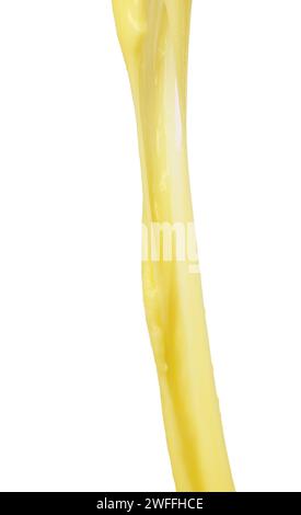 Stretching delicious melted cheese isolated on white Stock Photo - Alamy