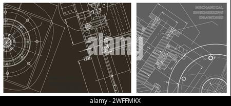 Engineering illustration set. Cover, flyer, banner, background ...