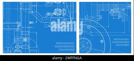 Engineering drawing set. Instrument-making drawings. Vector engineering ...