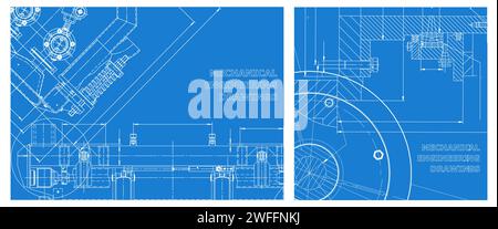 Engineering drawing set. Instrument-making drawings. Vector engineering ...