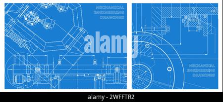 Engineering drawing set. Instrument-making drawings. Vector engineering ...