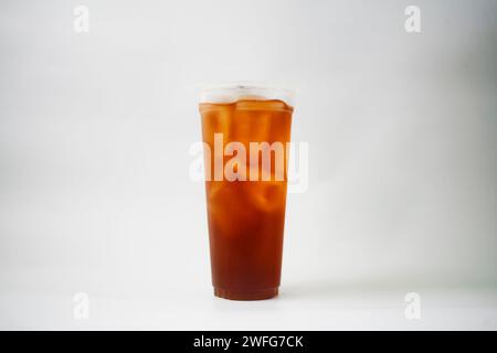 Take away iced tea with plastic bag isolated in white background Stock ...