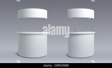 Advertising and promo white booth stand mockup with signboard ...