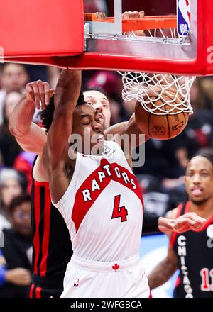 Toronto Raptors forward Scottie Barnes (4) drives past Boston Celtics ...