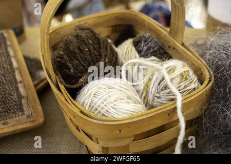 Detail of virgin sheep wool, dyed in colors, tradition Stock Photo - Alamy
