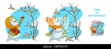 Find 10 differences. Snowman illustration for kid Stock Vector Image ...