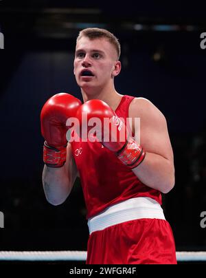 Alan Perrie (left) in action during their round of 32 bout against Soma ...