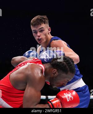 Taylor Bevan in action against Ryszard Lewicki (not pictured) in the ...