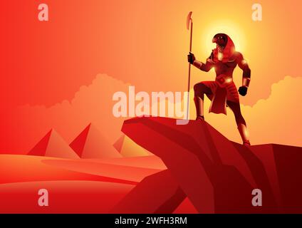 Egypt god Amun Ra, ancient Egyptian religion and mythology, vector line ...