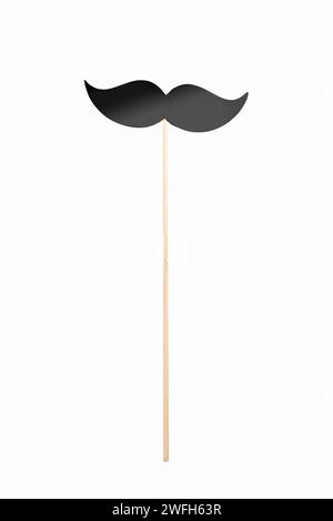 Fake paper mustache on stick against white background Stock Photo - Alamy