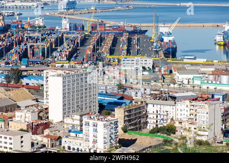 High-angle view of Port of Algiers, oil tanker ship Stock Photo - Alamy