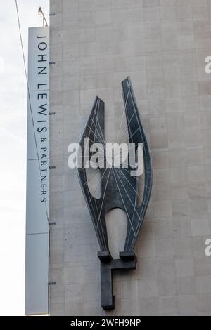 Barbara Hepworth’s Winged Figure is high up on the side wall of the ...