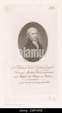 Portrait van Werner Karl Ludwig Ziegler, Johann Daniel Laurenz (II), after Friedrich Erhard ...
