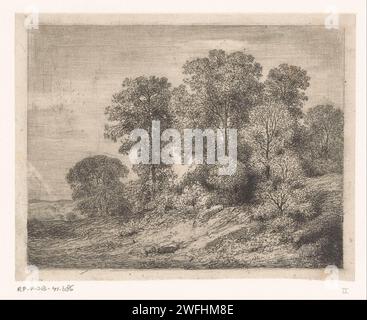 Trees and scrub on a hill, Jean Alexis Achard, c. 1850 print France ...