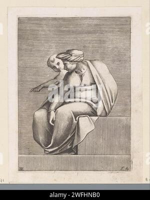 Sitting man with child, Adamo Scultori, After Michelangelo, c. 1585 ...