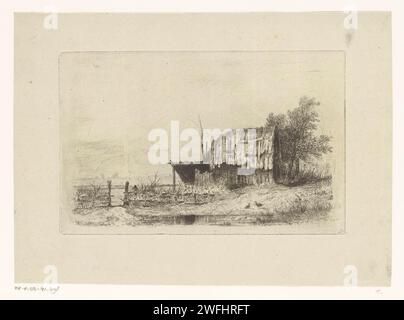 Trees on the Waterkant, Hector Allemand, 1851 print France paper ...