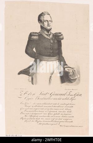 Portrait of Josephus Jacobus van Geen, David Welle, 1846 print A wreath ...