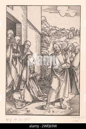 Christ says goodbye to his mother, Anonymous, Wolf Traut, 1516 print ...