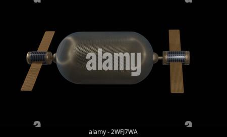 Inflatable space station. Inflatable habitat made of interwoven fibers ...