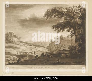 Landscape with cattle driver over a stone bridge, Richard Earlom, After ...