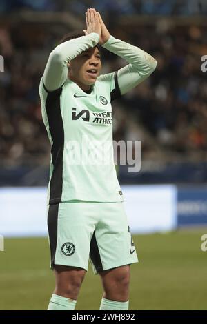 Mia Fishel of Chelsea celebrates her goal during the UEFA Women's ...