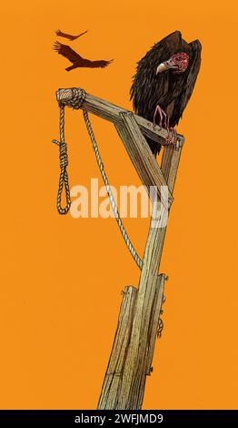 Wooden gallows, hangman's noose, concept art illustration, death ...