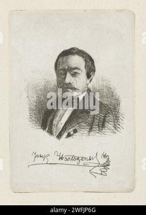 Self -portrait of Joseph Hartogensis, Joseph Hartogensis, 1857 print ...