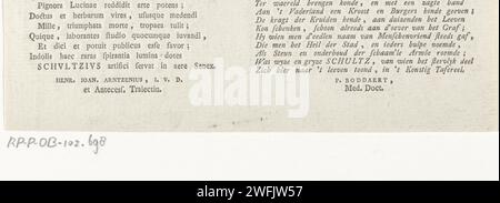 Poems about Henricus Schultz. Text sheet with a eight-line poem in ...