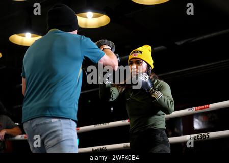 Miranda Reyes during the media work-out at Camden Boxing Club, London ...
