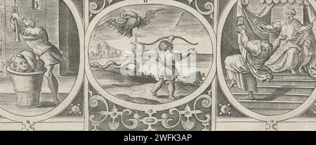Solomon spells, Gerard de Jode, 1547 - 1591 print Ornamental frame with ...