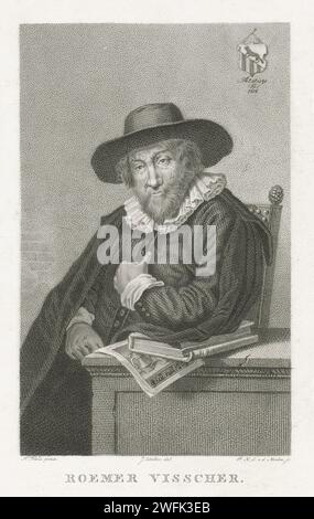 Portrait of Roemer Visscher, Pieter van der Meulen, After Jan Stolker ...