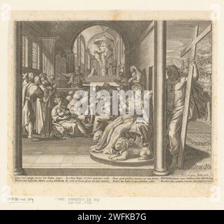 Christ touches his bride, Johann Sadeler (I), After Maerten de Vos, 1590 print The bride of ...